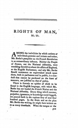 Rights of Man: Being an Answer to Mr. Burke’s Attack on the French Revolution (1791 ed ...